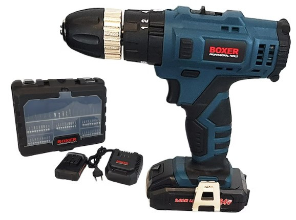 Cordless Drill 24V, 2 Batteries, Accessories 72 Pcs Set